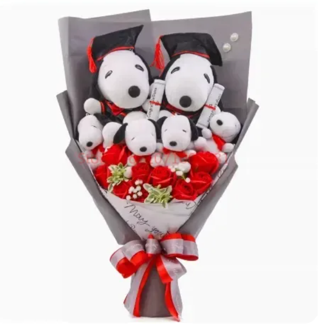 snoopy red roses graduation bouquet – My Store